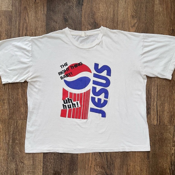 Shirts | Vintage 9s Jesus Christ Pepsi The Right Thing Baby Wide Boxy ...